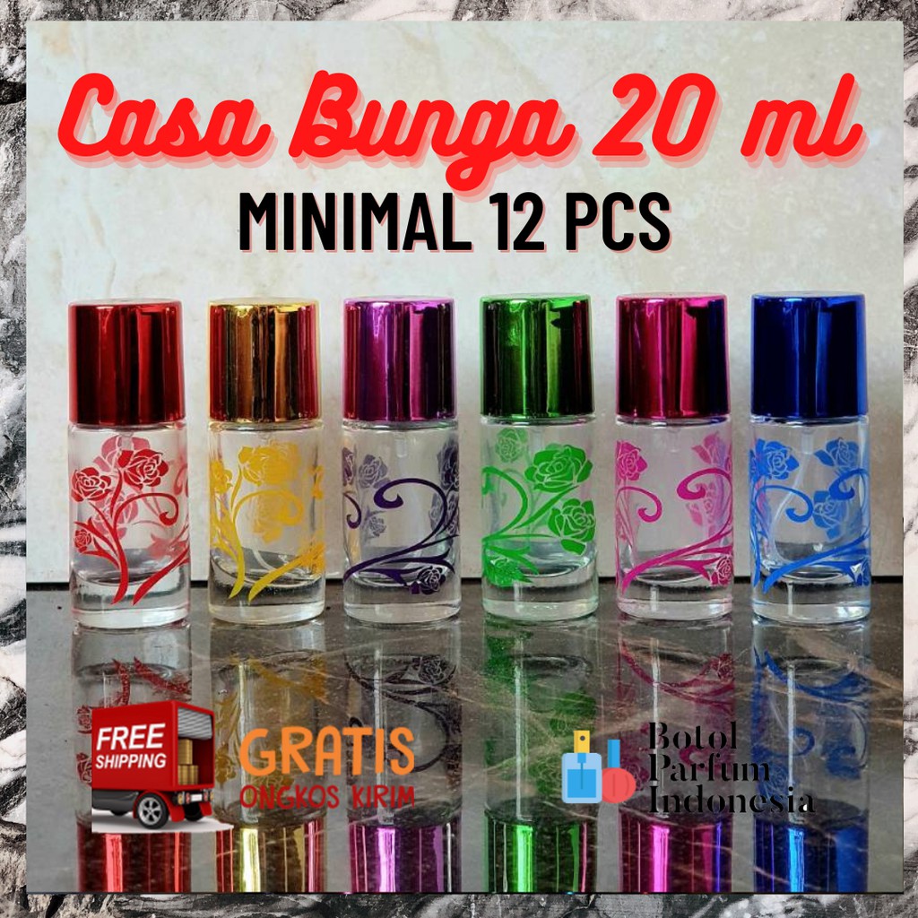 Jual BOTOL PARFUM KOSONG SPRAY KACA 20 ML (CASA TRANSPARAN MOTIF BUNGA ...