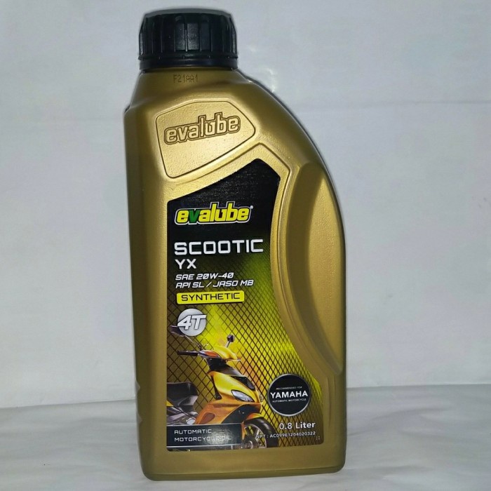Jual Oli Motor Matic Evalube SCOOTIC YX Synthetic 20W-40 (0,8L ...