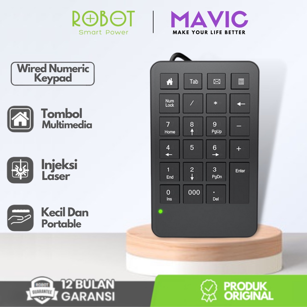 Jual ROBOT RK01 Wired Numeric Keyboard Keypad Black Tombol Angka ...