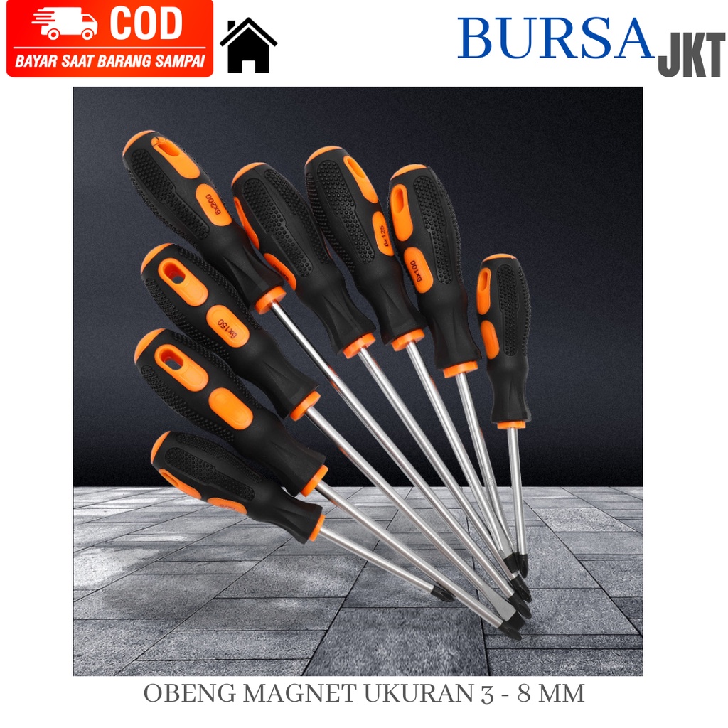 Jual OBENG MAGNET GAGANG KARET DIAMETER 3MM 5MM 6 MM 8 MM PLUS DAN ...