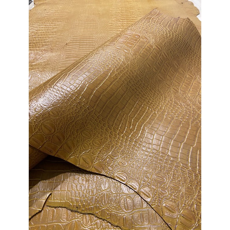 Jual kulit sapi asli lembaran motif buaya (Croco emboss leather ...