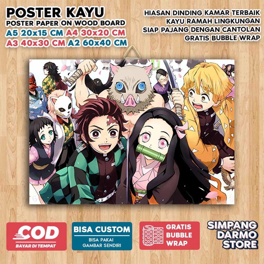 Jual Poster Kayu Kimetsu No Yaiba Terbaru Dark Aestehic Tema Anime Wibu ...