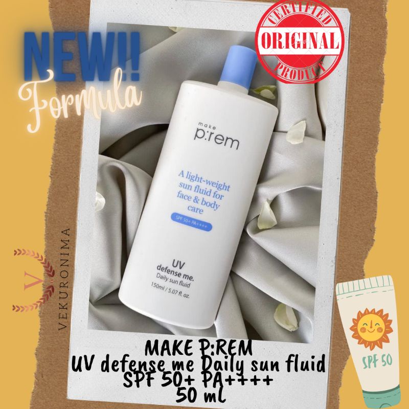 Jual Make P:rem Make Prem UV Defense Me Daily Sun Fluid SPF50+ PA++++ 150 mL / Make Prem Blue ...