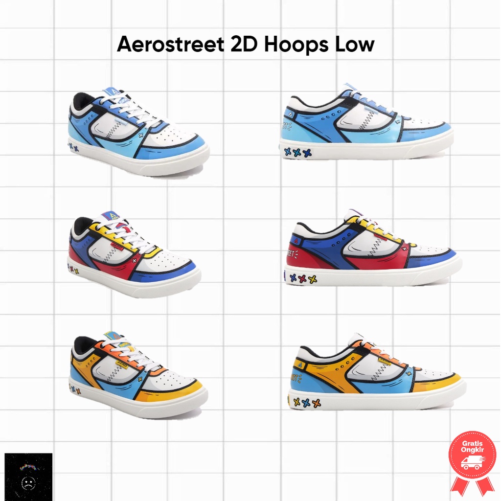 Jual Aerostreet 2D Hoops Low Putih Biru Muda, Merah biru, Biru Kuning ...