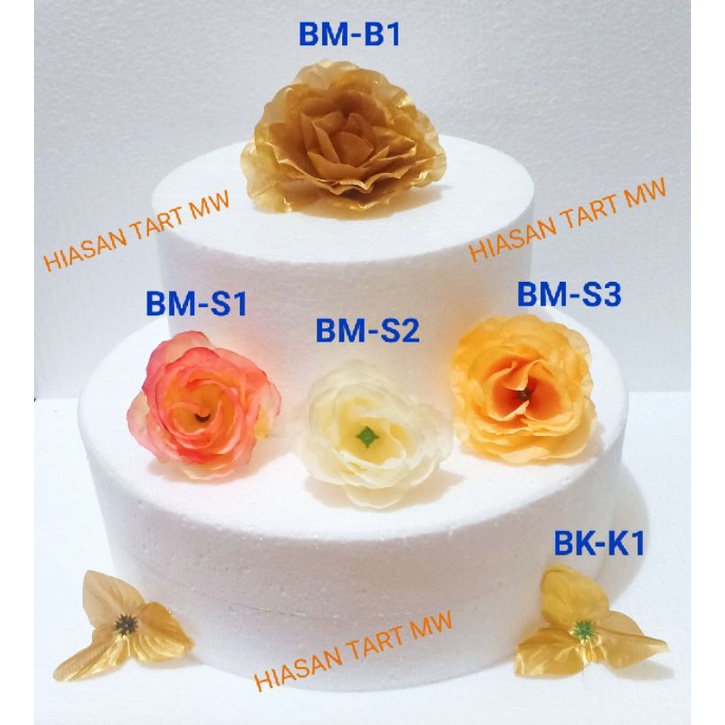 Jual Topper Hiasan Kue Bunga Mawar Kain / Kepala Bunga Mawar / Artificial Rose / Dekorasi Kue ...