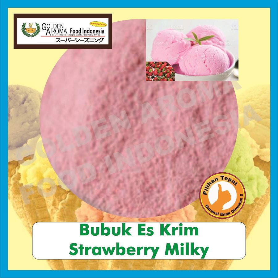 Jual Bubuk Es Krim Rasa Strawberry milky 1 Kg l Serbuk Ice Cream Powder ...