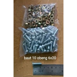Jual Baut Obeng + Mur 10 / 6mmx2cm @ 30pcs | Shopee Indonesia
