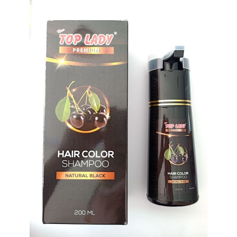 Jual NEW TOP LADY PREMIUM Hair Color Shampoo Natural Black 200 ml ...