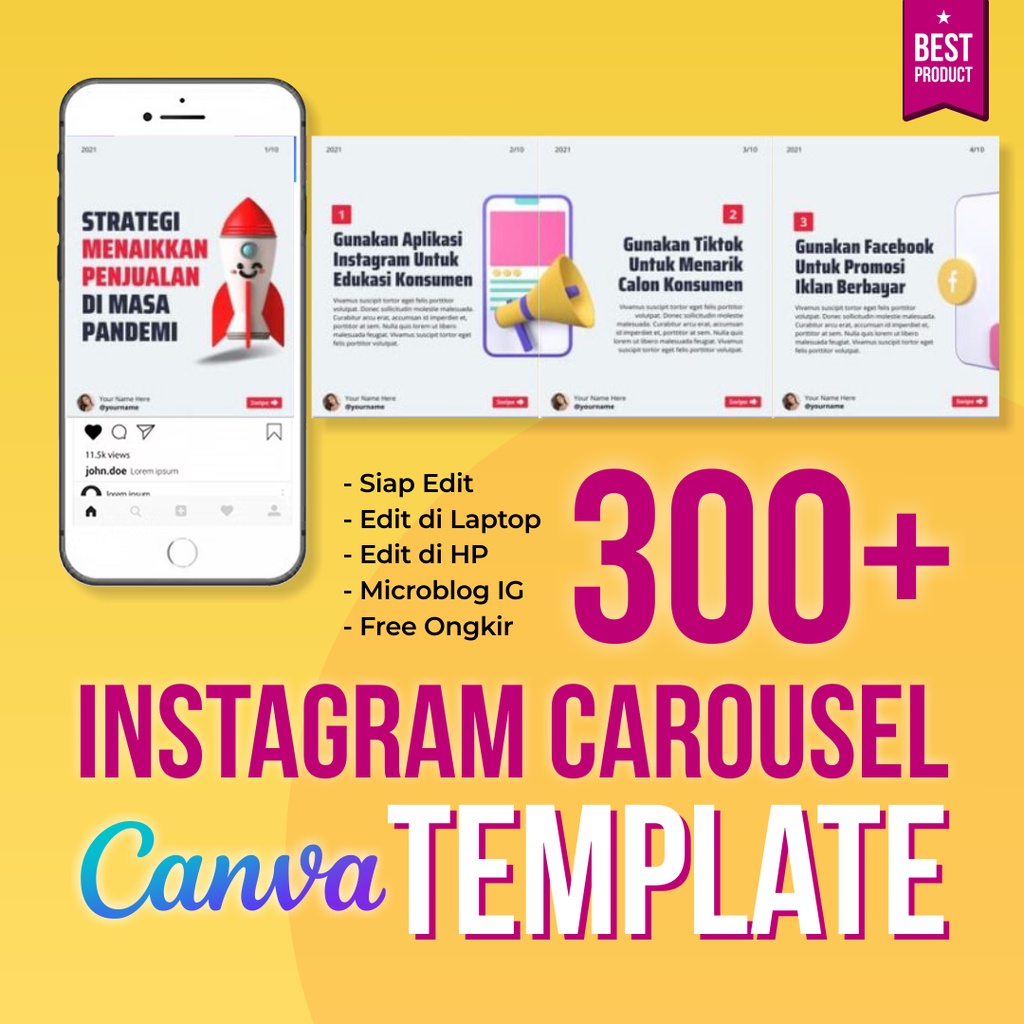 Jual 300 Template Instagram (Microblog) Carousel Canva | Shopee Indonesia