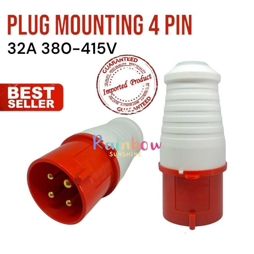 Jual Industrial Plug Mounting Male Steker 4P 32A 024 Waterproof | Shopee Indonesia