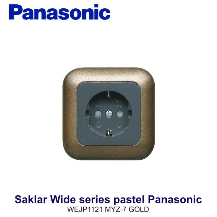 Jual Panasonic WS Schuko Stop Kontak 1G CP Gold WEJP1121 MYZ-7 GOLD ...
