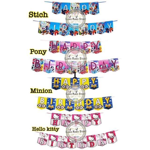 Jual Banner Happybirthday motif - Banner HBD - Bunting flag HBD ...