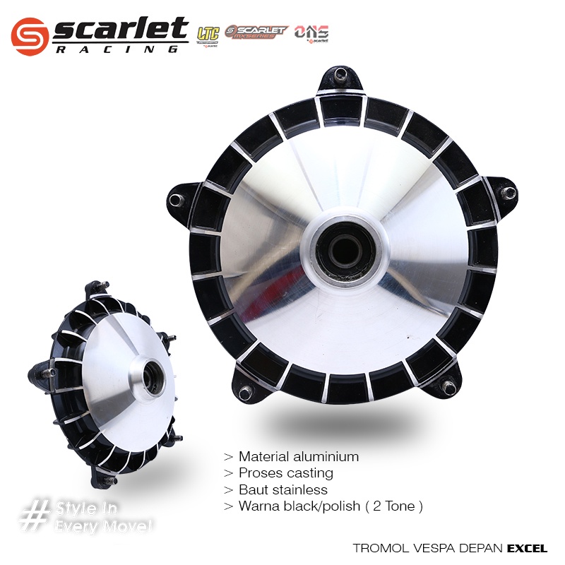 Jual Scarlet Racing - Tromol Trombol Depan Belakang Set Vespa Excel ...