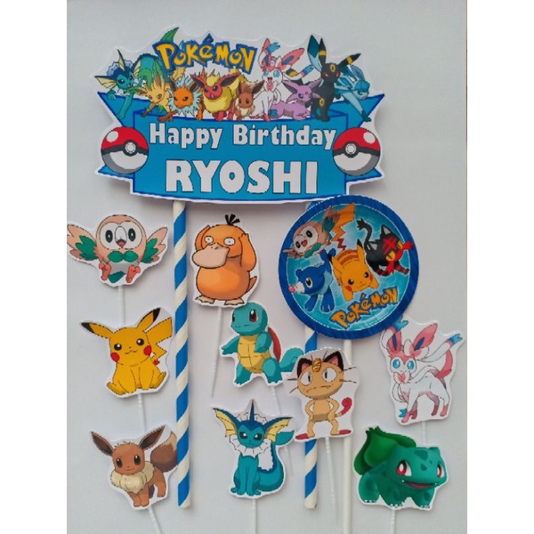 Jual TOPPER CAKE GAMBAR POKEMON CUSTOM NAMA | Shopee Indonesia