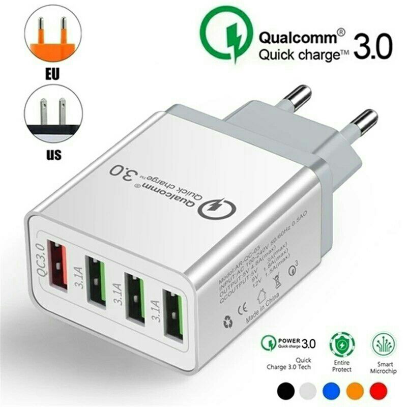 Jual QC3.0 Charger 4USB Multi-port Fast Charger British Standard Mobile Phone Fast Charging Head ...