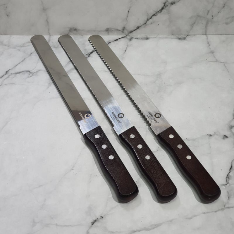 Jual goodyes stainless kitchen cake bread knife with wooden handle ...