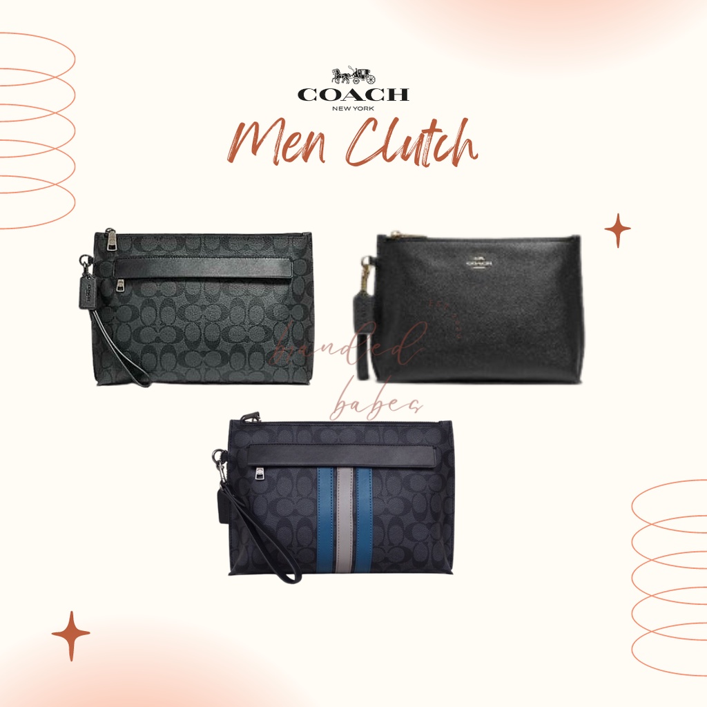 Jual Coach Men Signature Carryall Handbag Pouch Clutch with Handstrap ...