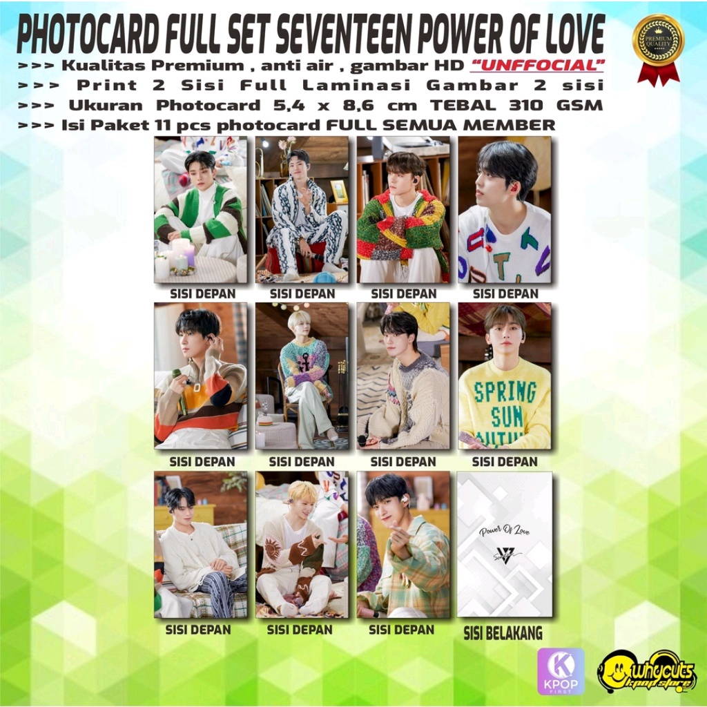 Jual PHOTOCARD FULL SET KPOP PREMIUM SEVENTEEN / ROCK WITH YOU / POWER OF LOVE / PHOTOSELFIE ...