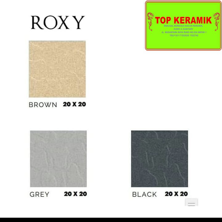 Jual Keramik Lantai Asia 20x20 Roxy Series (Brown, Grey, Black) Kw 1 ...