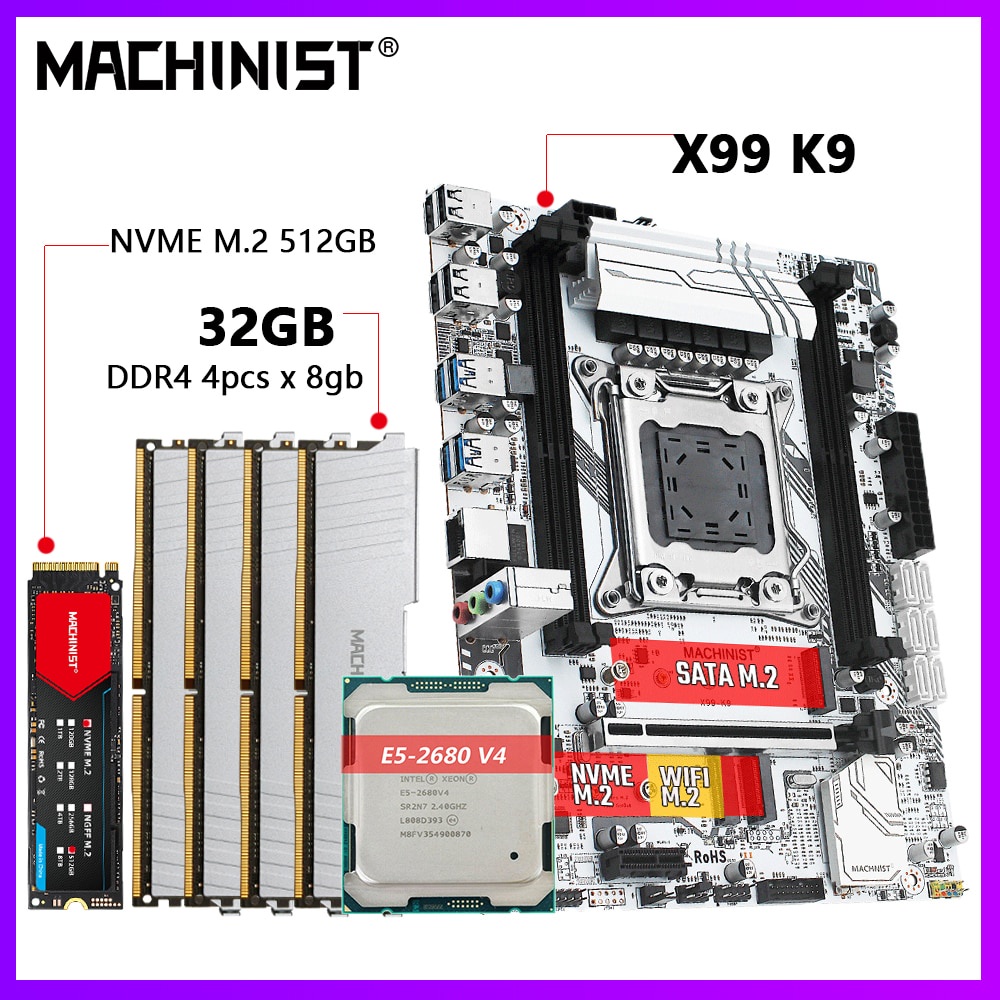 Jual Preorder Machinist X99 K9 X99 Motherboard Combo Set Kit Lga 2011 3