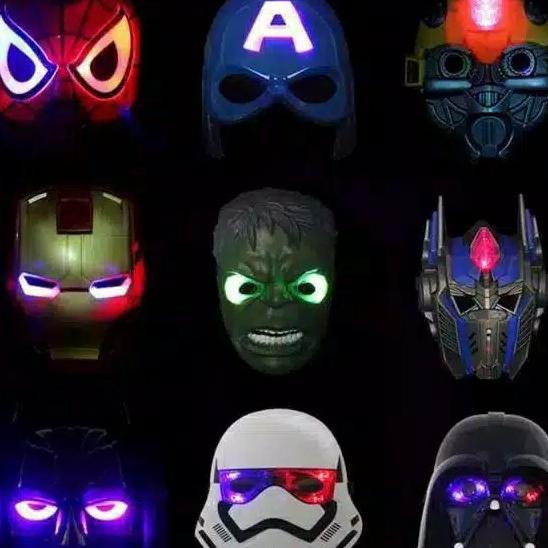 Jual Topeng LED Model Superhero Spiderman Captain America Hulk Ironman ...