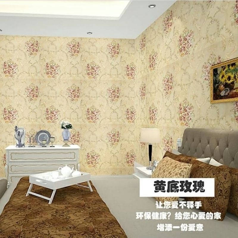 Jual Wallpaper Dinding Ukuran 45 Cm X 5 M Motif Shabby Cream Shopee