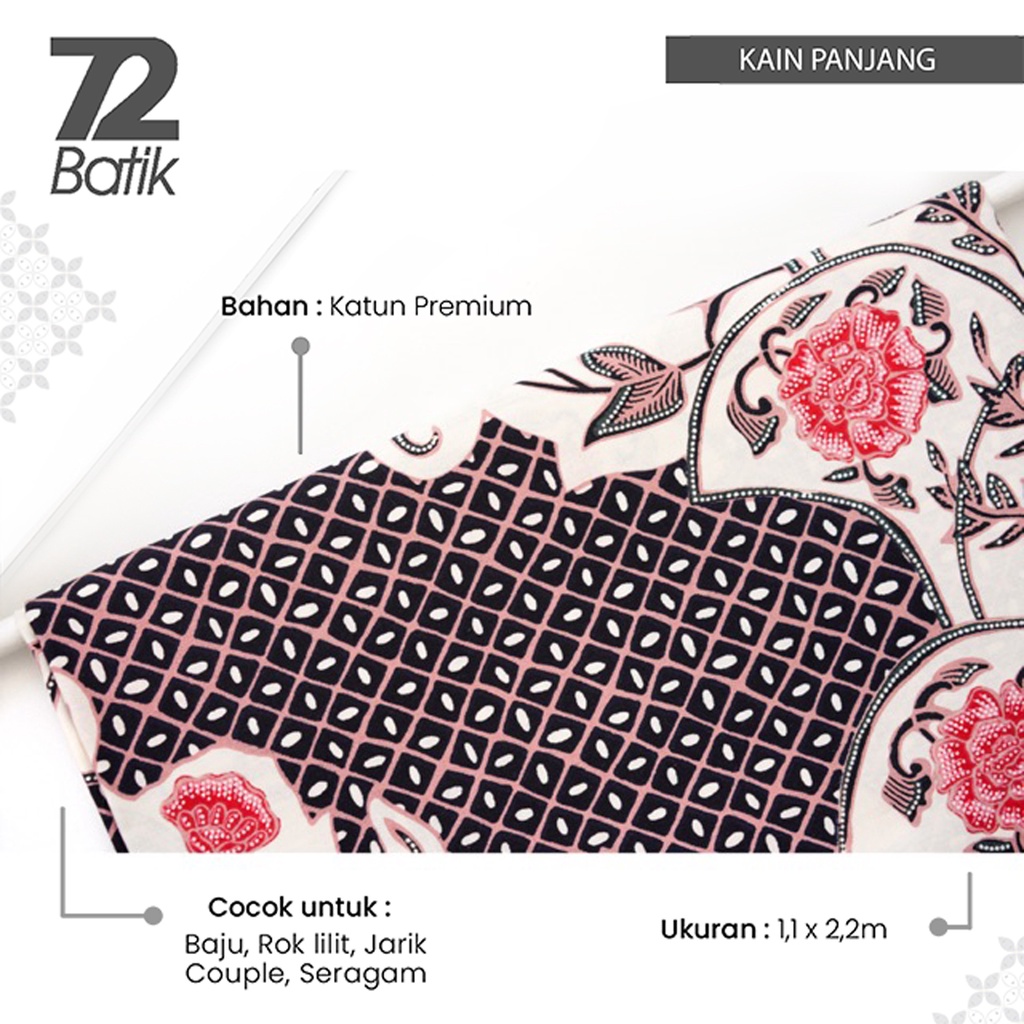 Jual KAIN BATIK PREMIUM Bahan Katun Motif Kembang Beras Tumpah Warna ...