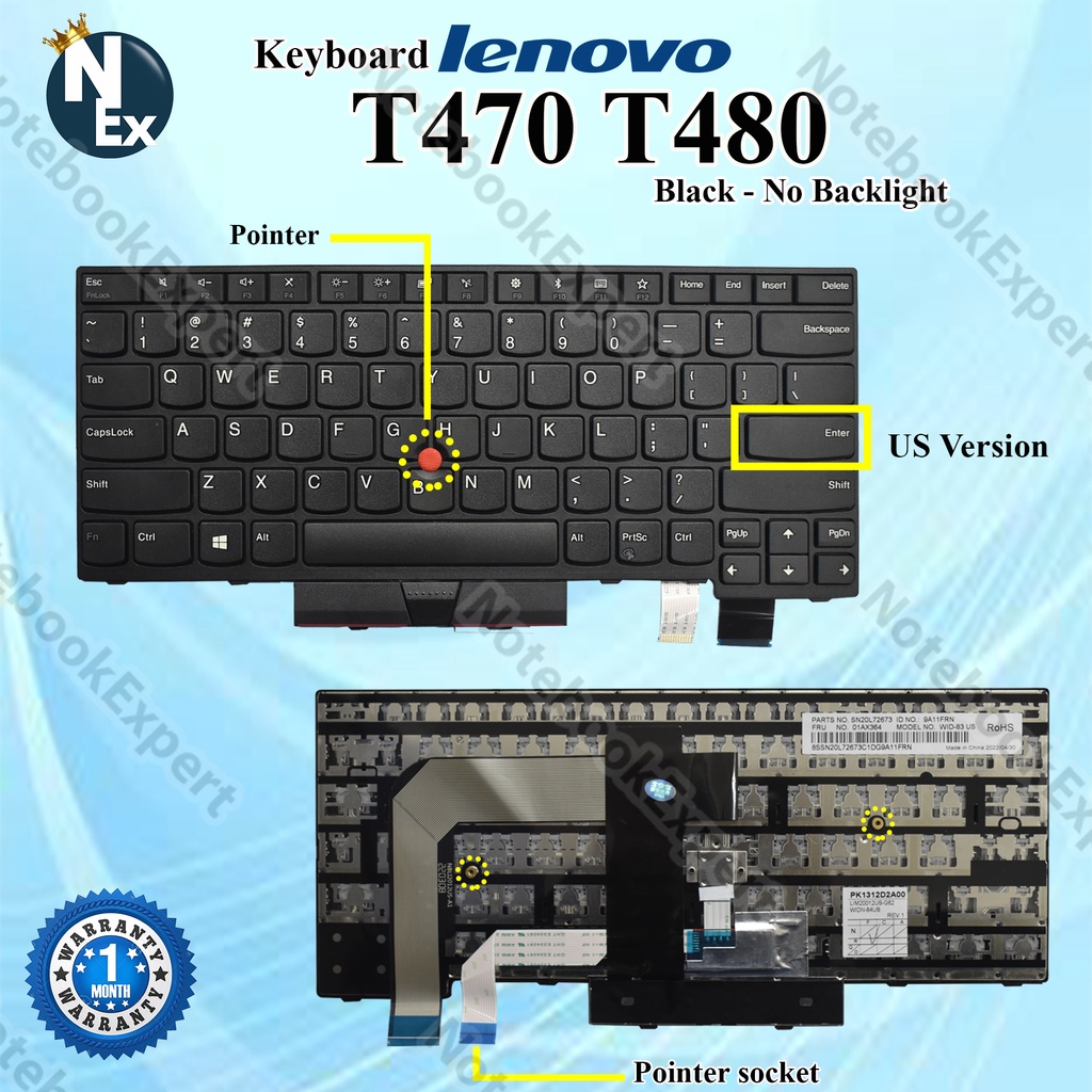 Jual Keyboard Lenovo T470 T480 US Version Black No Backlight | Shopee ...