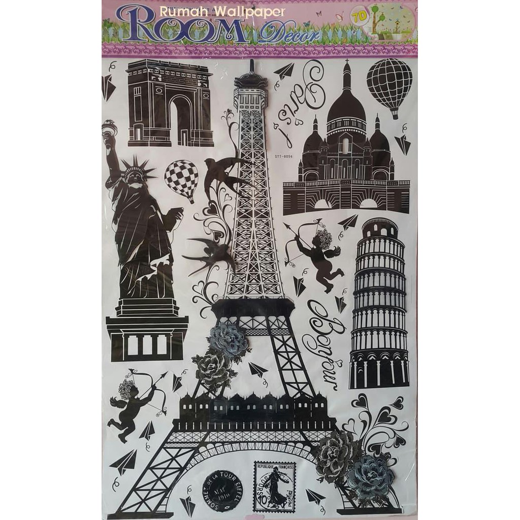 Jual STIKER DINDING WALL STICKERS WALLPAPER 3D PARIS NEW YORK PISA ...