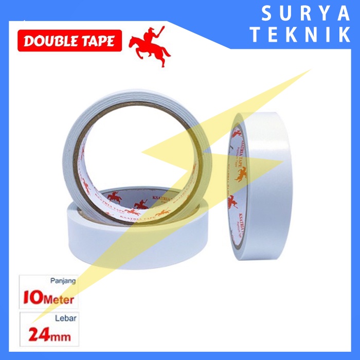 Jual Double Tape Merek KSATRIA Ukuran 12mm-24mm x 10 Meter / Isolasi Double Tape / Double Tip ...
