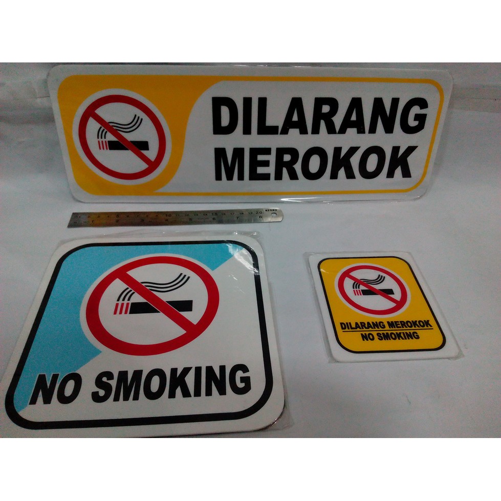 Jual Sign Label sticker logo papan plat Tanda DILARANG MEROKOK / NO ...