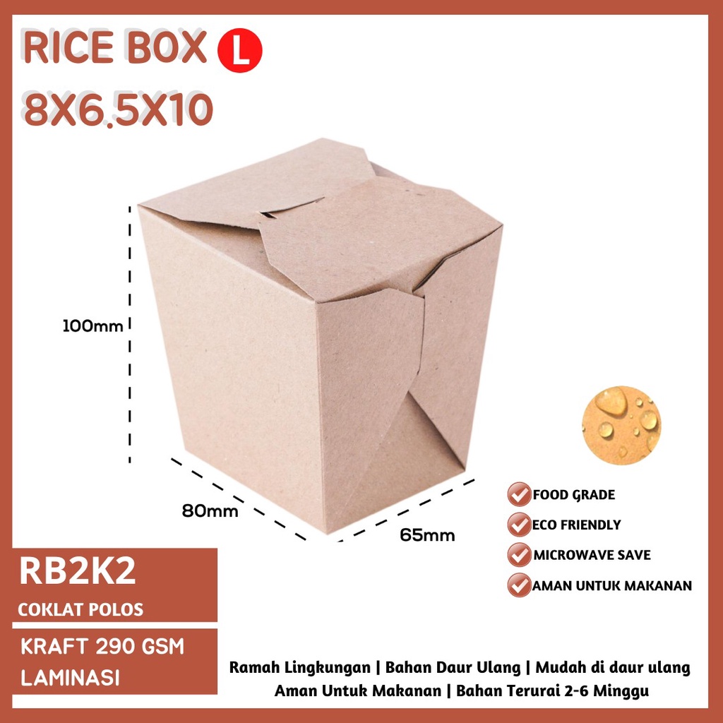 Jual Rice Box Large Paper bowl Food Pail (RB2K2-Laminasi) | Shopee ...