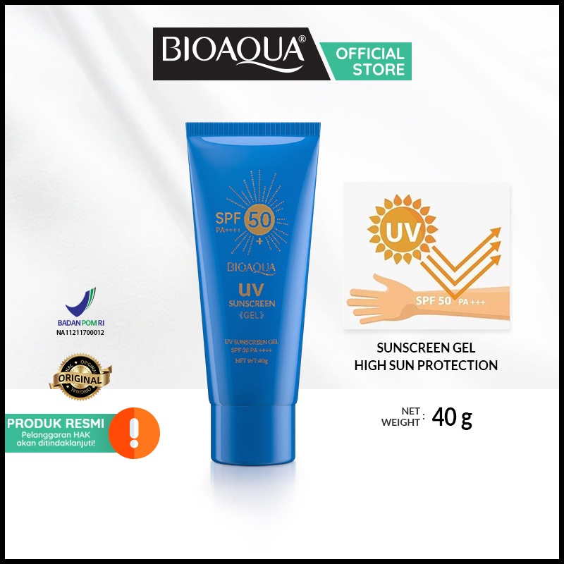 Jual BIOAQUA SUNSCREEN SPF 50PA +++ , SUNSCREEN GEL 50G SUNBLOK WAJAH ...