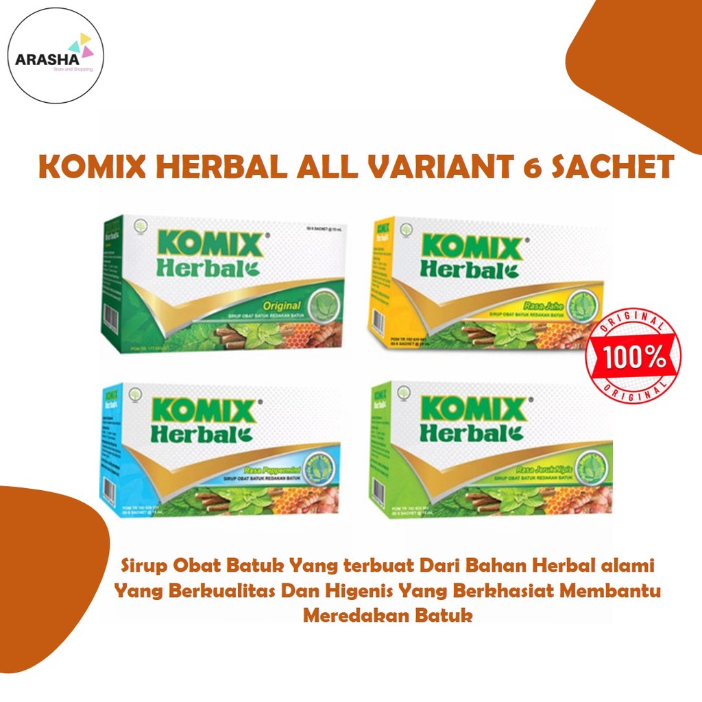Jual KOMIX HERBAL All Varian Obat Batuk Berdahak [1 Box 6 Sachet ...
