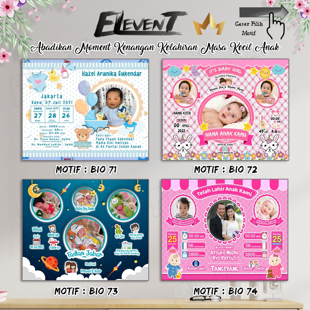 Jual Bingkai Foto 12R 30x40 Biodata Bayi Custom Hadiah Pigura Unik ...