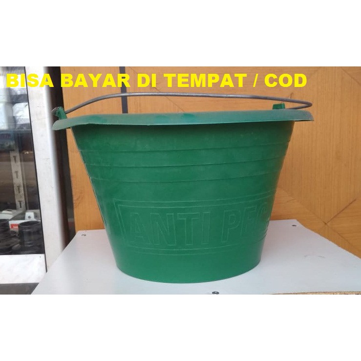 Jual EMBER PLASTIK HIJAU 3 RODA / EMBER COR ANTI PECAH / EMBER BANGUNAN ...