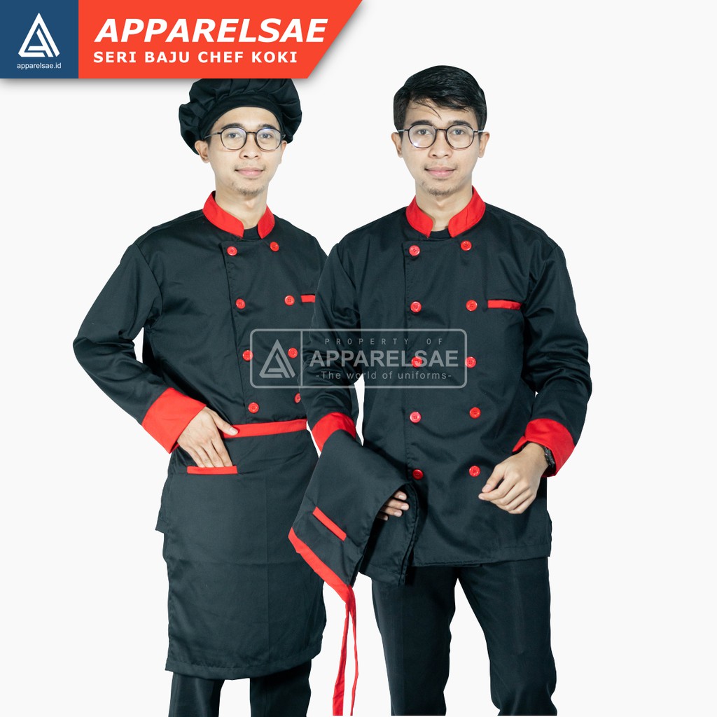 Jual BAJU KOKI SERAGAM CHEF FULL SET LENGAN PENDEK BAHAN JAPAN DRILL ...