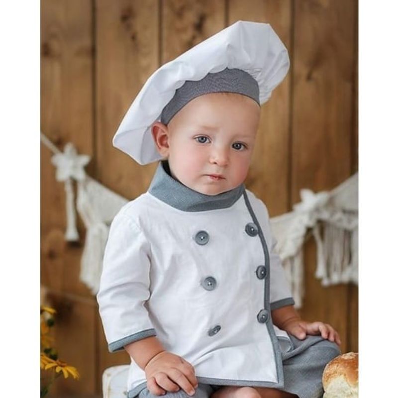 Jual Kostum Chef Chandra / Costume Baby Newborn / Baby Pothograpy/Kostum Koki cilik/Kostum Koki ...