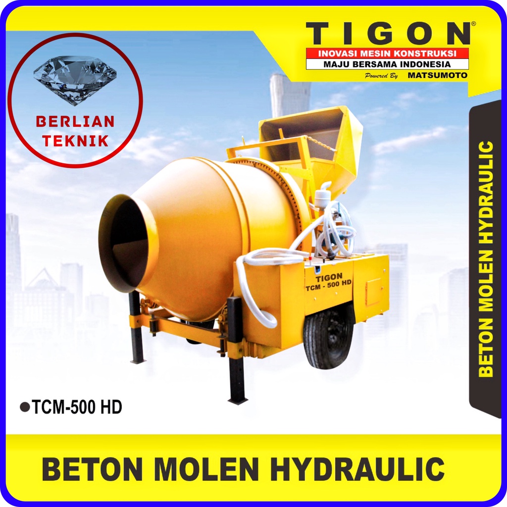 Jual Beton Molen Hidrolik Concrete Mixer Semen Hydraulic Tigon TCM 500 D | Shopee Indonesia