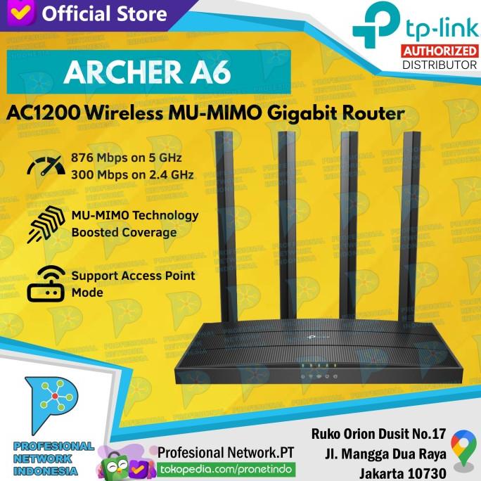 Jual TP-LINK ARCHER A6 AC1200 Wireless MU-MIMO Gigabit Router | Shopee ...