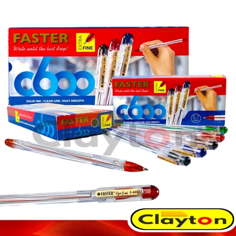 Jual Pulpen / Bolpen / Ballpoint/ Pen Faster C600 ExtraFine 0.7mm Hitam ...
