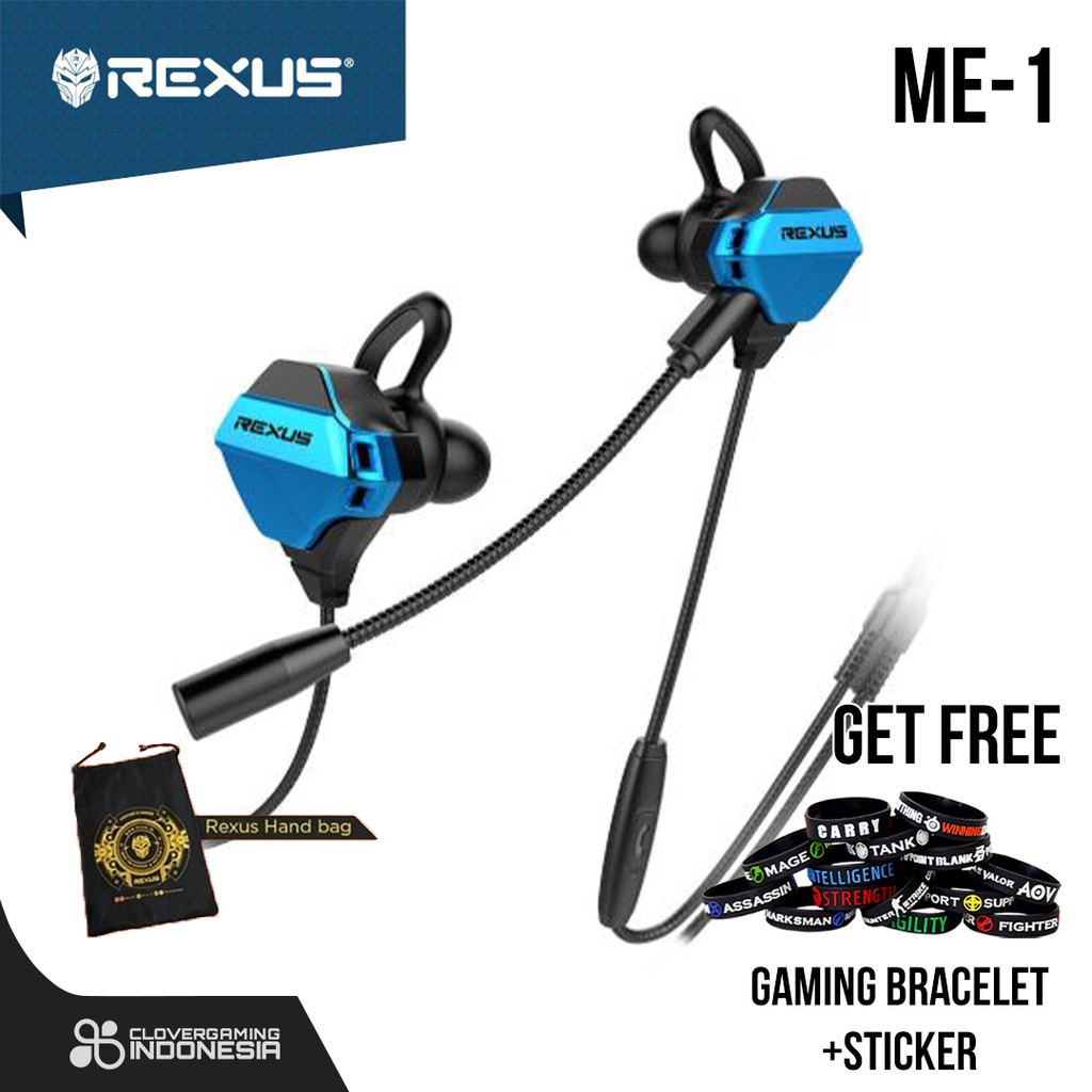Jual Rexus Earphone Gaming ME-1 Dual Mic - Earphone Gaming | Shopee ...