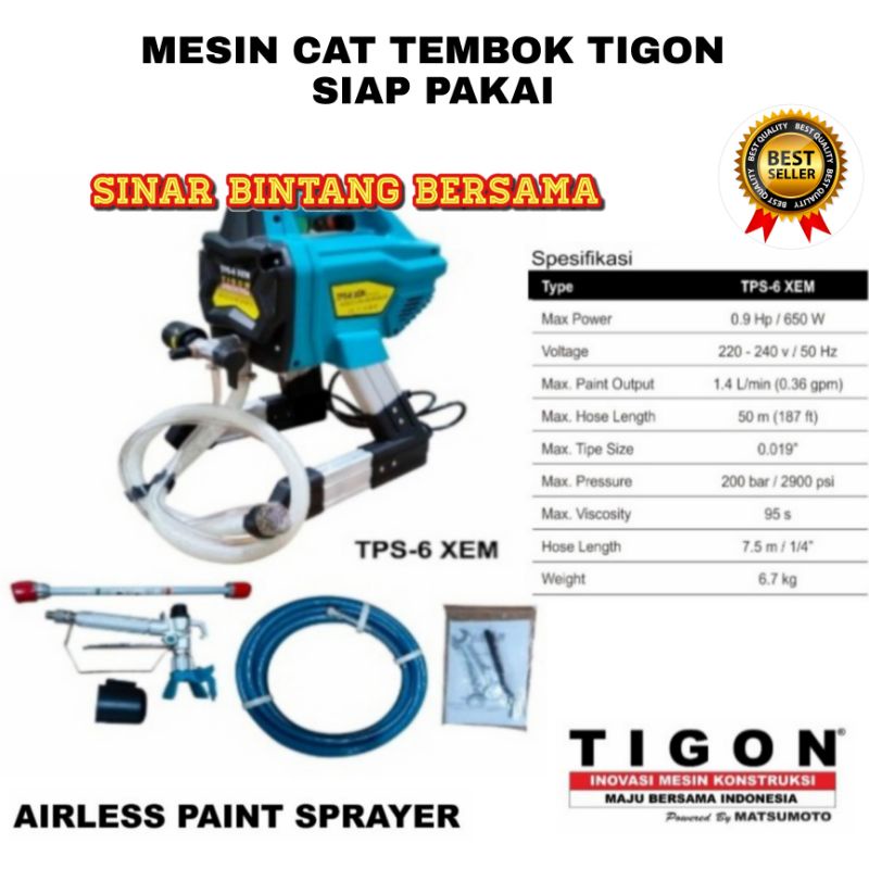 Jual MESIN CAT TEMBOK TIGON TPS - 6EXM AIRLESS PAINT SPRAYER | Shopee ...