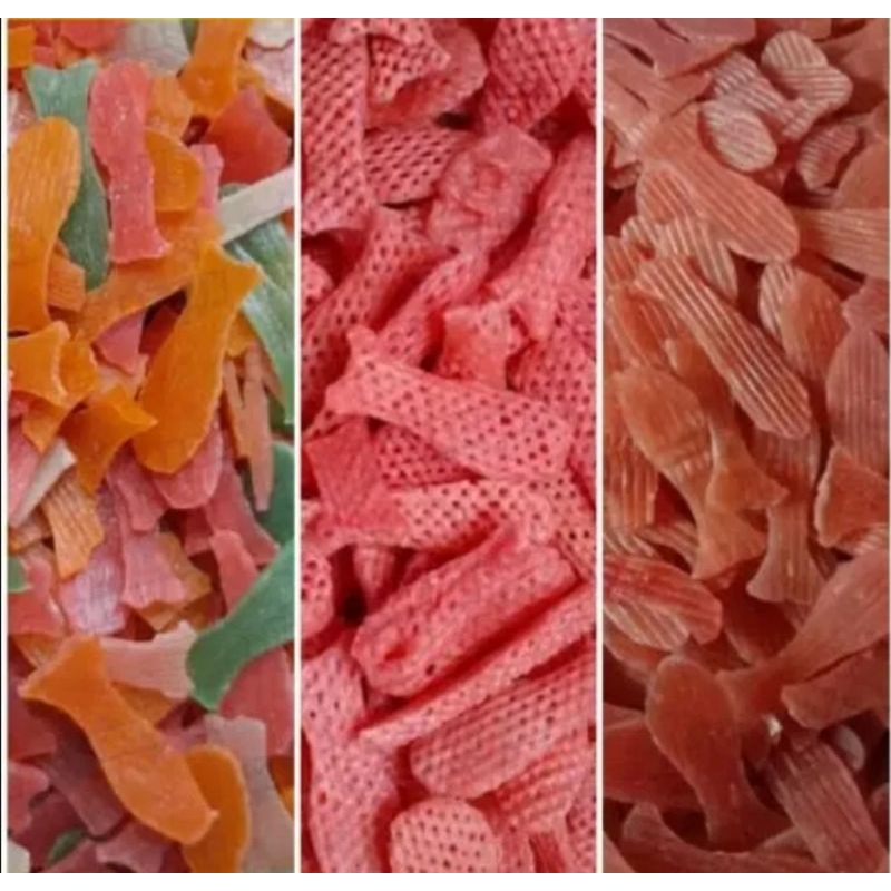 Jual 1 kg Kerupuk Mentah Bentuk Ikan Warna Warni/Kerupuk Gurih Bentuk ...