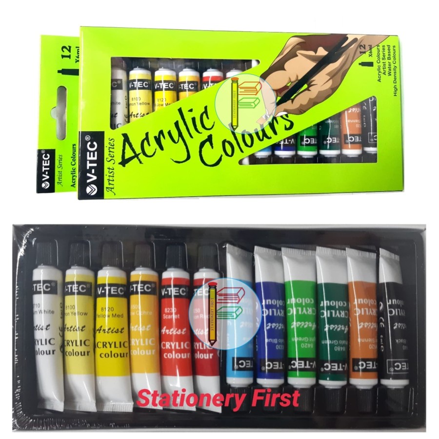 Jual V-TEC Acrylic Colour / Cat Akrilik VTEC 6ml 12 warna per Set | Shopee Indonesia