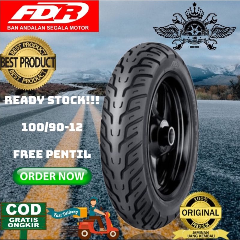 Jual Ban tubeless fdr city go 100/90 12 free pentil | Shopee Indonesia