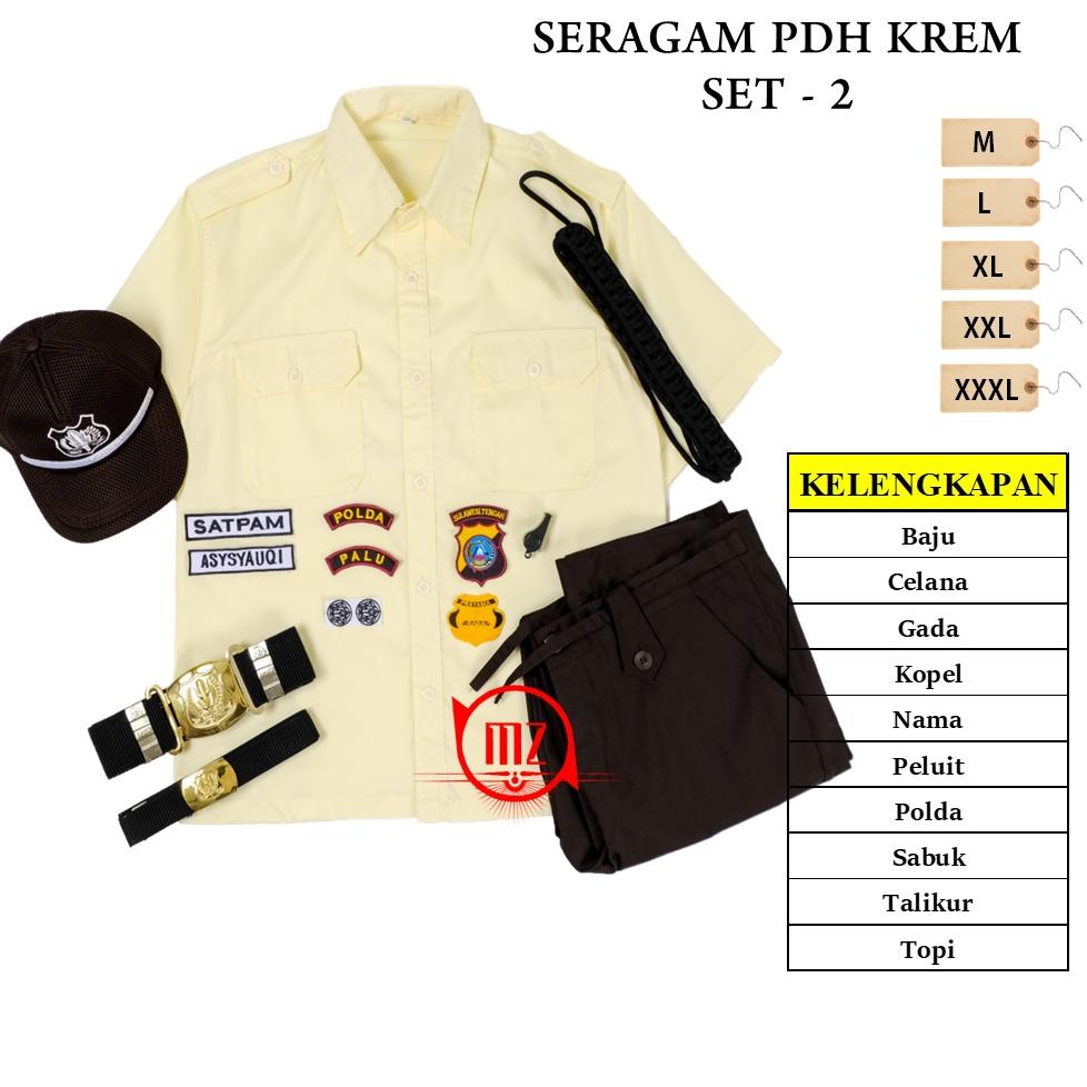Jual PROMO baju seragam satpam terbaru PDH PDL KREM lengkap terbaru 2022 SETELAN PDL LENGKAP ...
