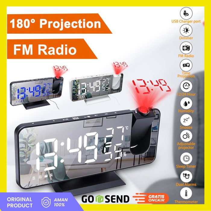 Jual Jam Alarm/Weker Digital LED Proyektor Waktu With FM Radio | Shopee ...