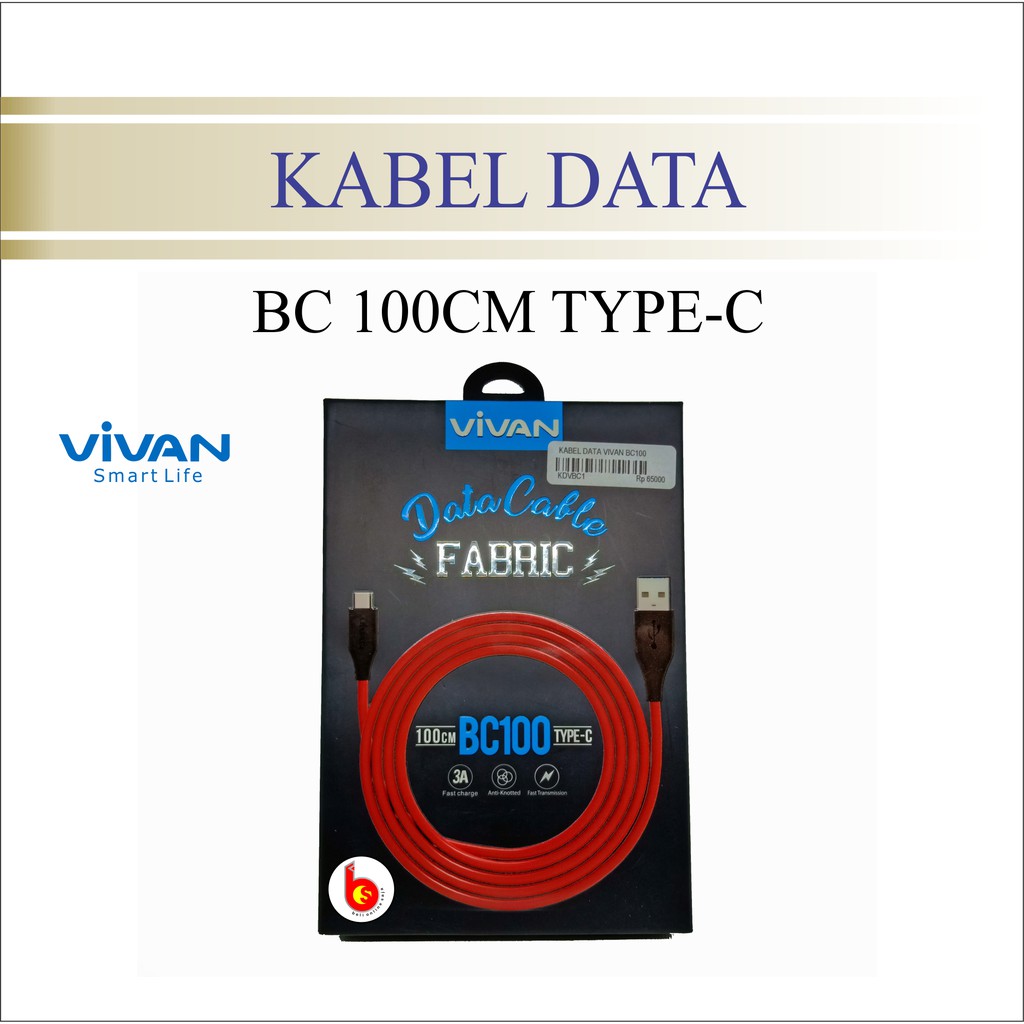 Jual KABEL DATA FABRIC BC 100 TYPE C VIVAN | Shopee Indonesia