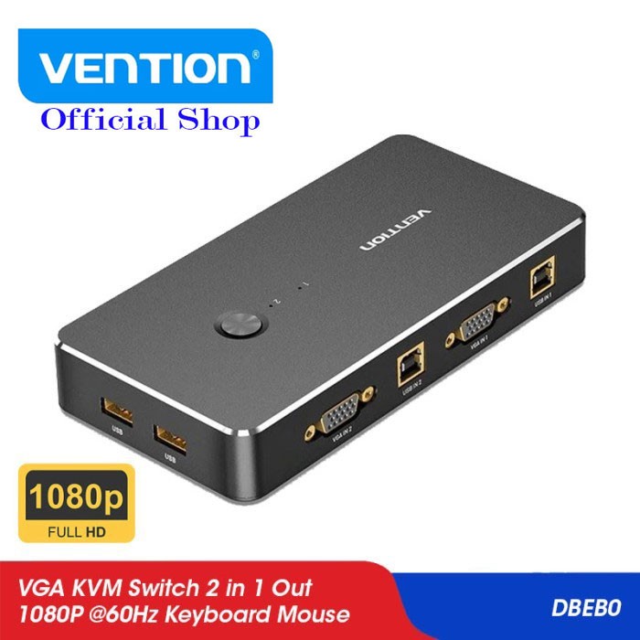 Jual Vention VGA KVM Switch USB 2.0 Keyboard Mouse Printer | Shopee ...